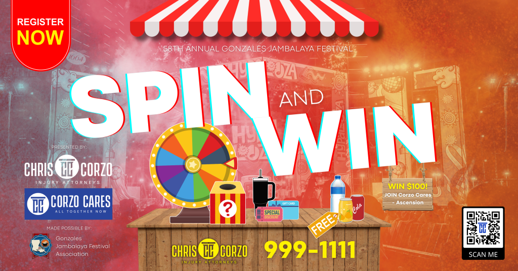 Jambalaya Festival Spin and Win by Chris Corzo Injury Attorneys